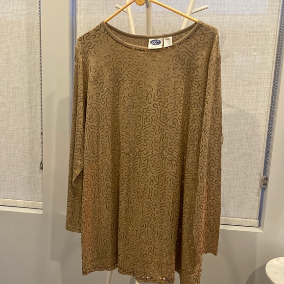 DG2 by Diane Gilman | Tops | Dg 2 By Diane Gilman Beige Sequin Tunic 2x ...